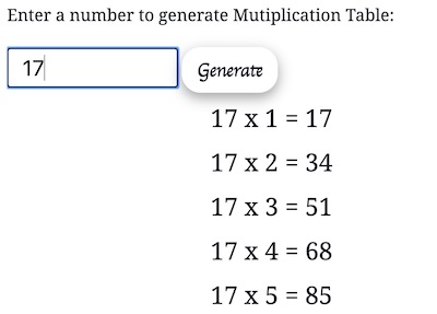 Multiplication Table Generator (1 to 1000) - Maths for Kids